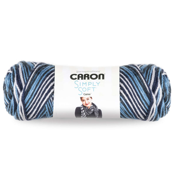 Caron Simply Soft Camo: Blue Camo – Color Pooling Crochet