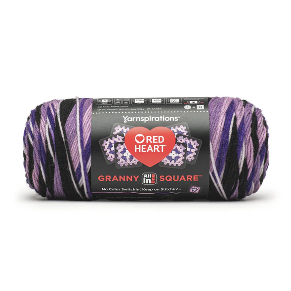 Red Heart Granny Square: Black - Grape Granny – Color Pooling Crochet