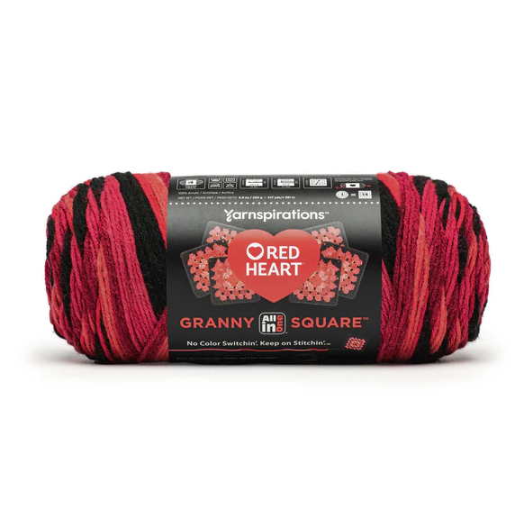 Red Heart Granny Square: Black - Ruby Red – Color Pooling Crochet